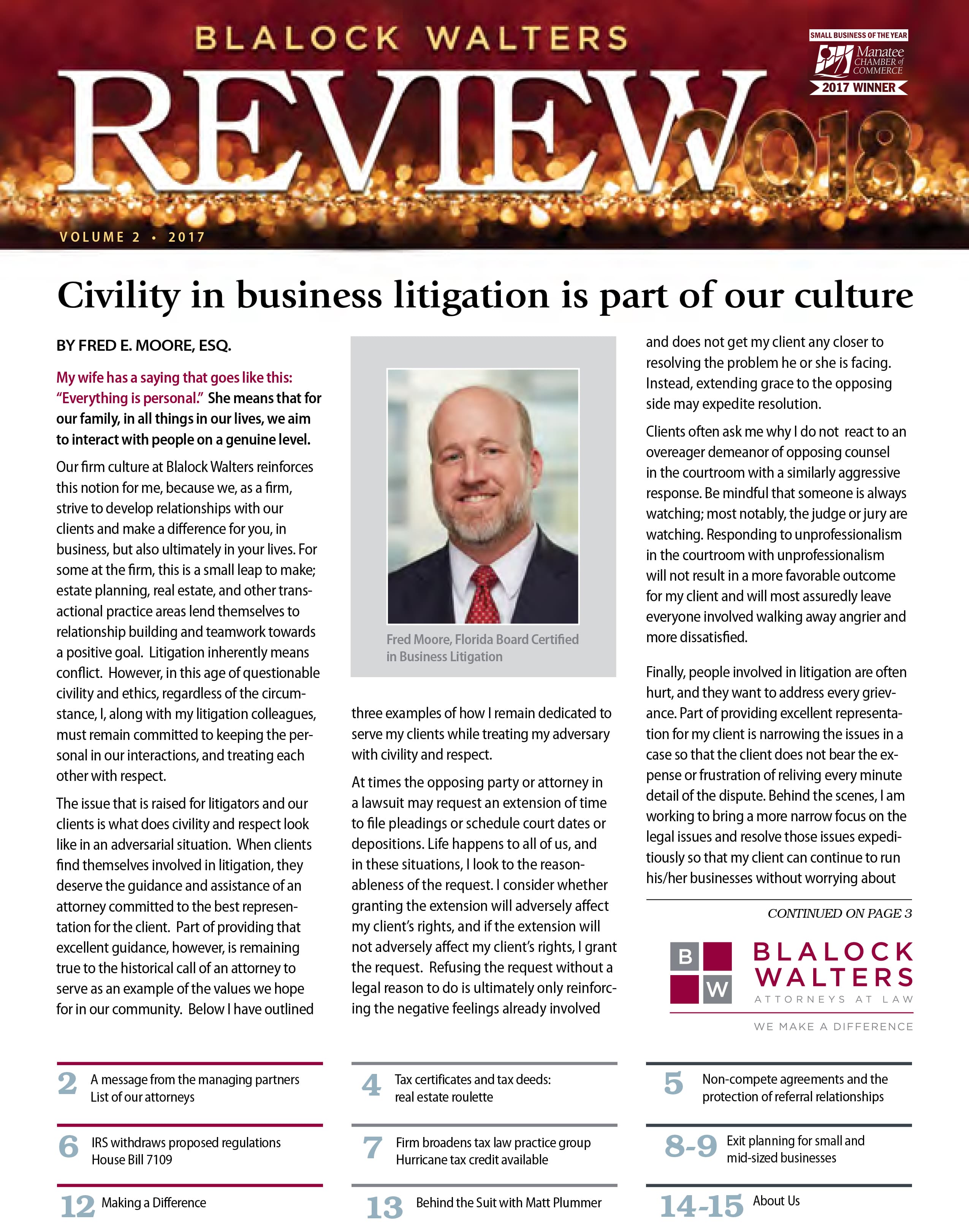 Newsletters - Blalock Walters, P.A.